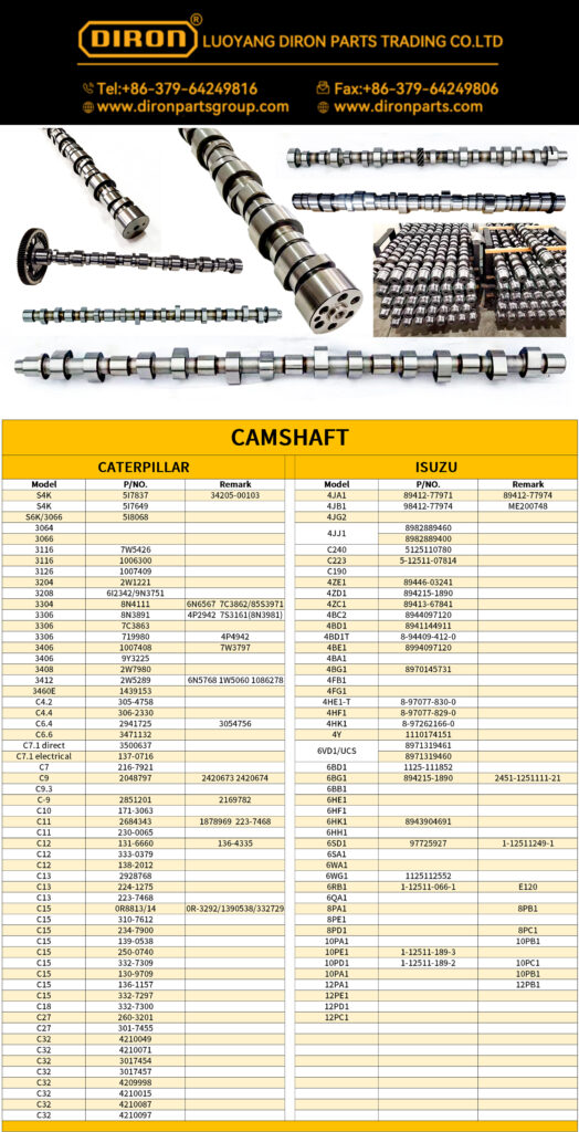 CAMSHAFT for CATERPILLAR & ISUZU - DIRON